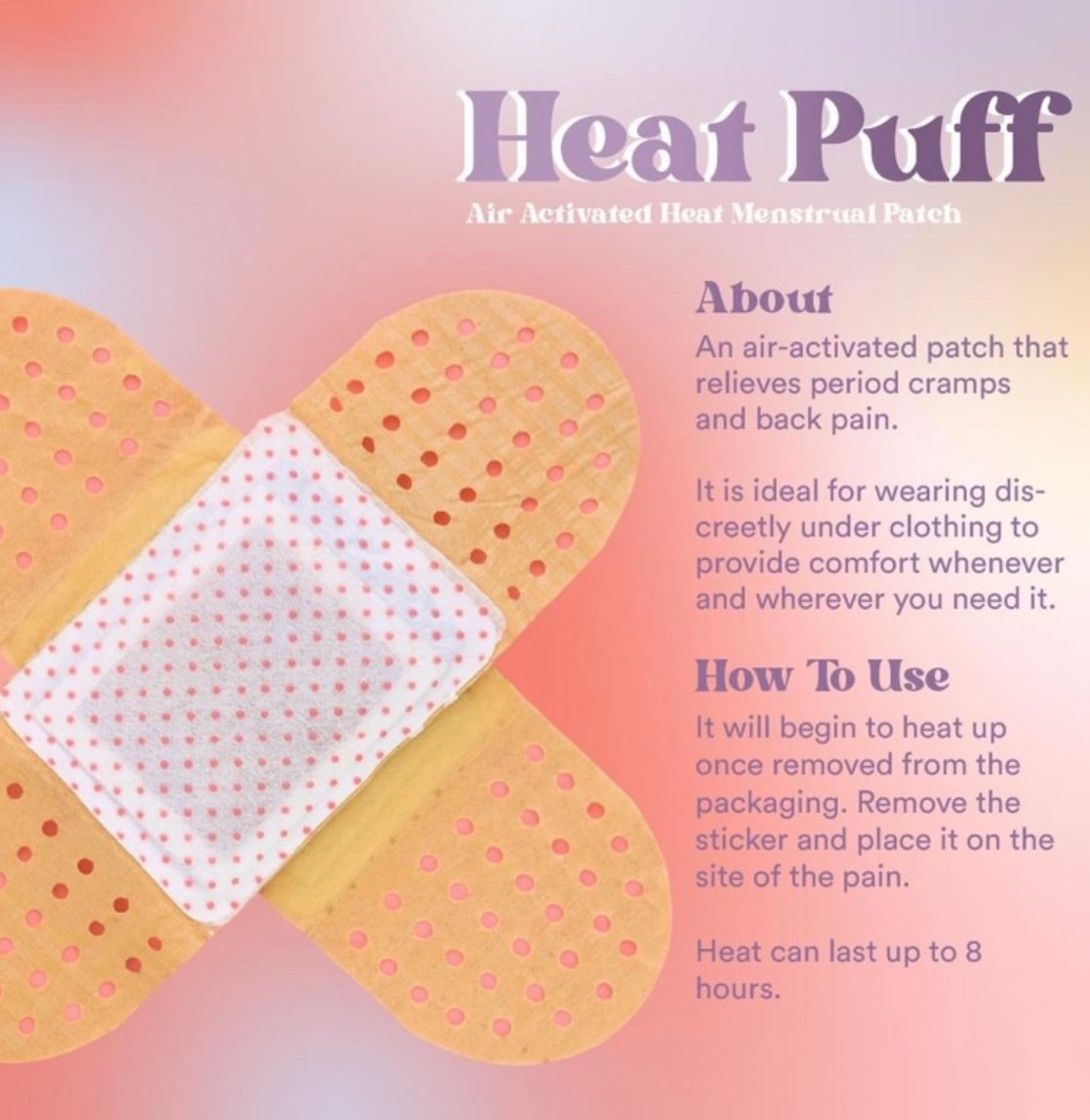 PUFF & BLOOM HEAT PUFF AIR ACTIVATED HEAT MENSTRUAL PATCH – Lalas Cosmetics